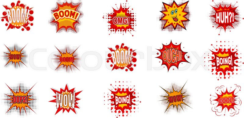 Comic collection of colored sound ... | Stock vector | Colourbox