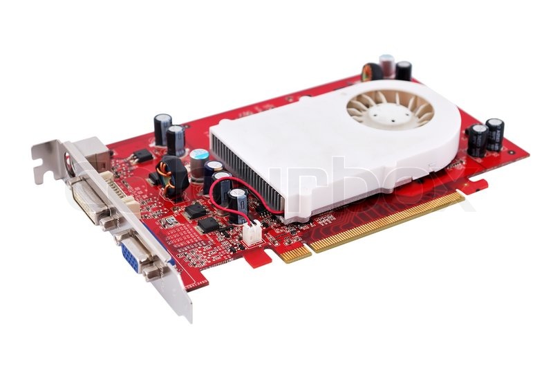 Video card with three outputs on a ... | Stock image | Colourbox