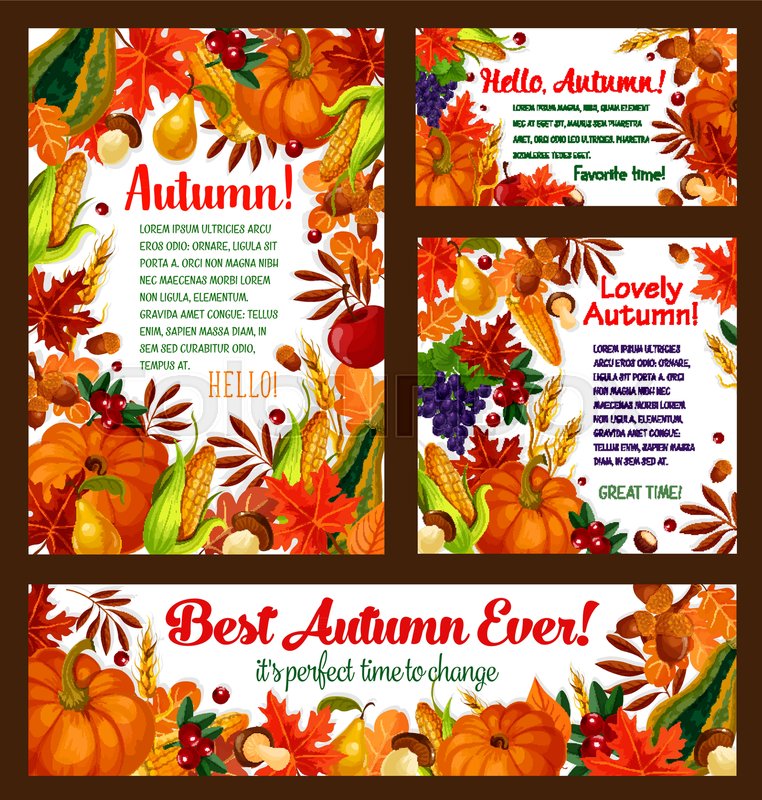 Autumn harvest posters or banners of ... | Stock vector | Colourbox