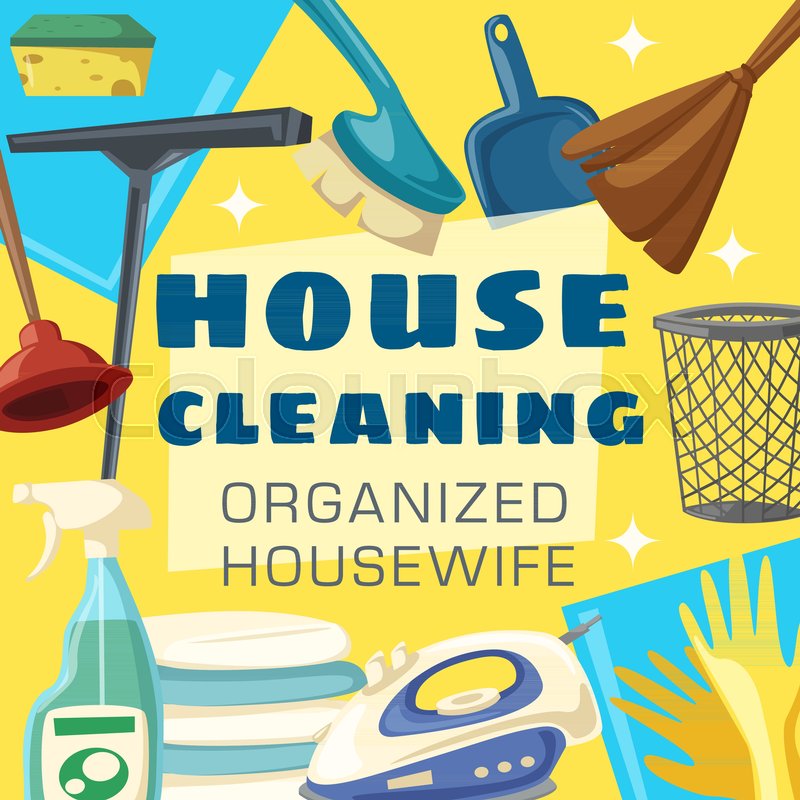 House cleaning poster with cleaning ... | Stock vector | Colourbox