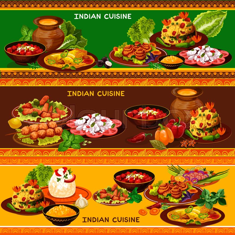Indian cuisine restaurant banner set ... | Stock vector | Colourbox