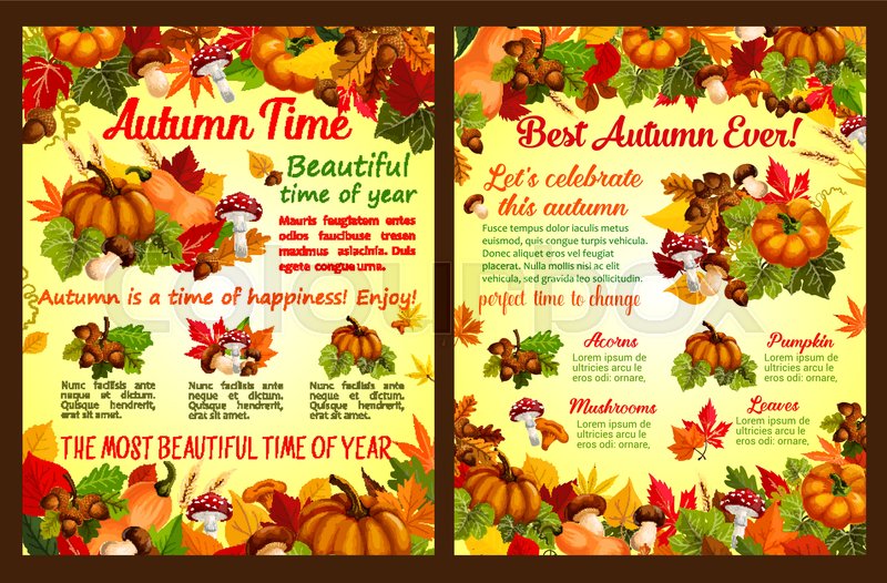 Autumn posters of seasonal fall ... | Stock vector | Colourbox