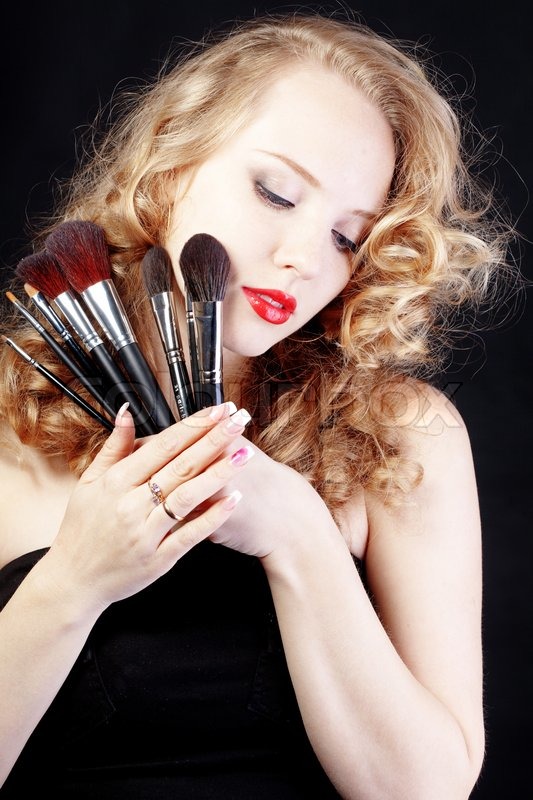 Portrait of beautiful make-up artist ... | Stock image | Colourbox