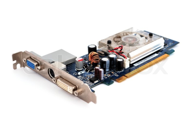 Video card with three outputs on a ... | Stock image | Colourbox