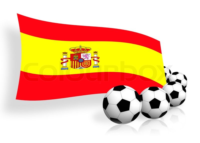 Flag of Spain & soccer balls on white | Stock image | Colourbox