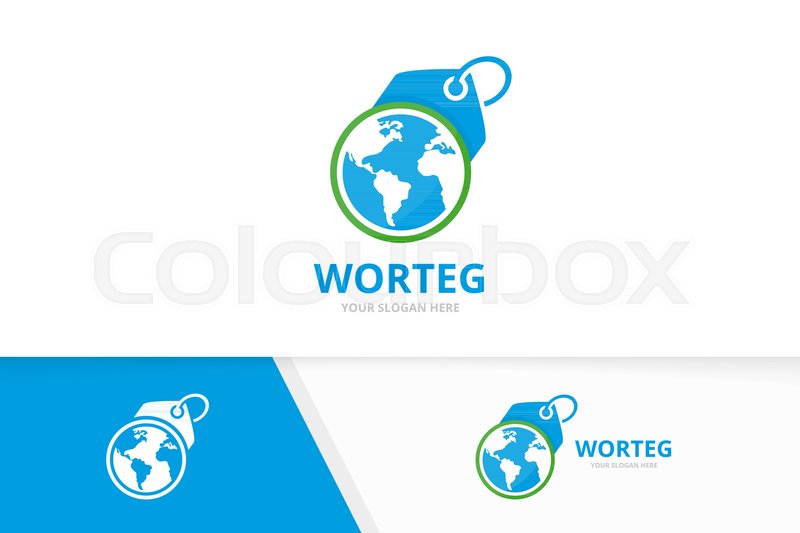 Vector world and tag logo combination. ... | Stock vector | Colourbox