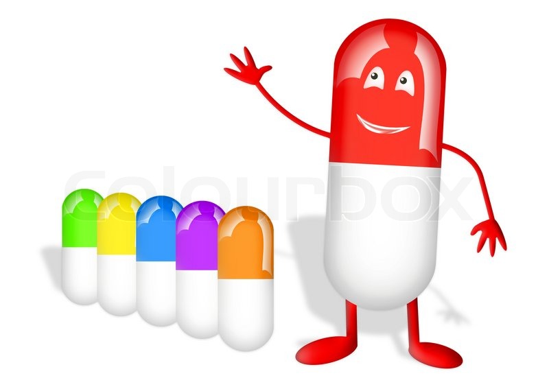 Smiling color vitamin capsules isolated ... | Stock image | Colourbox
