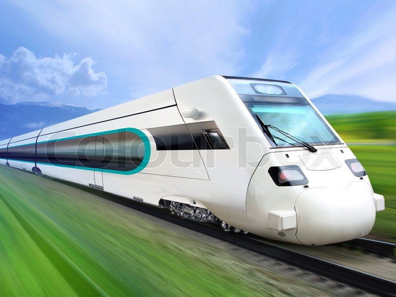 Super streamlined train with motion ... | Stock image | Colourbox