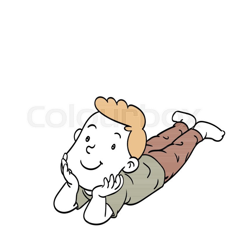 Hand drawn of a laying boy, Cartoon ... | Stock vector | Colourbox
