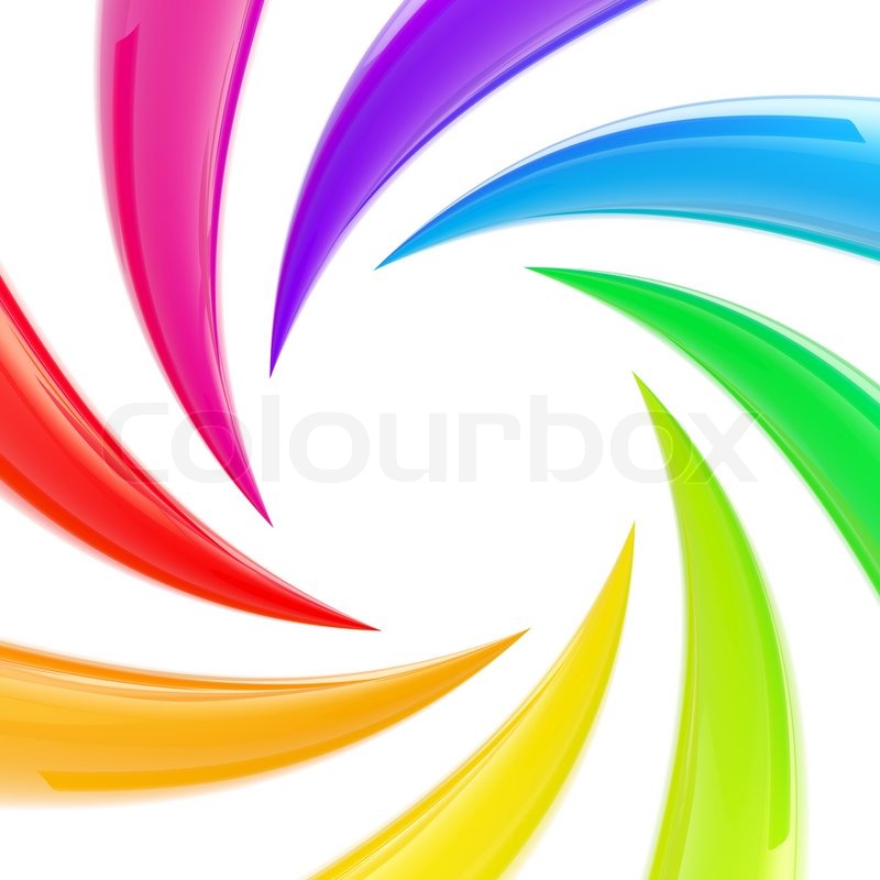 Circle frame abstract swirl background made of rainbow colored glossy ...