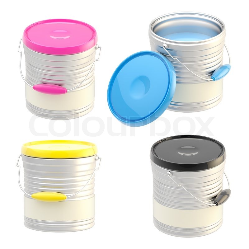 Set of four paint cmyk cyan, magenta, ... | Stock image | Colourbox