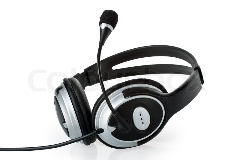 Headset mit Mikrofon auf weißem ... | Stock Bild | Colourbox