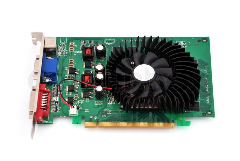 Video card with three outputs on a ... | Stock image | Colourbox