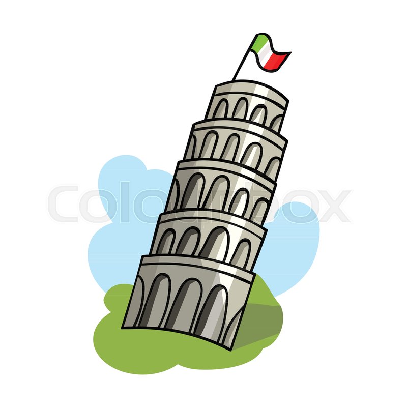 Tower of Pisa in Italy icon in cartoon ... | Stock vector | Colourbox