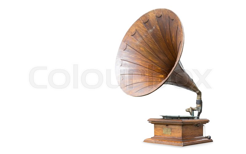 Retro old gramophone isolated on white | Stock image | Colourbox