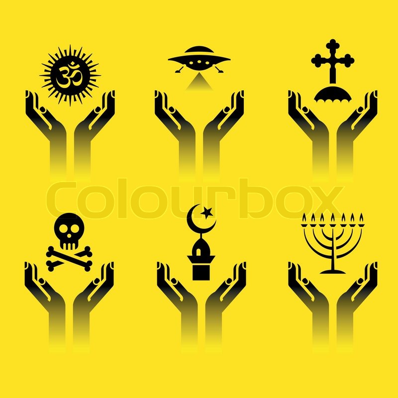 Set of icons of human hands with ... | Stock vector | Colourbox