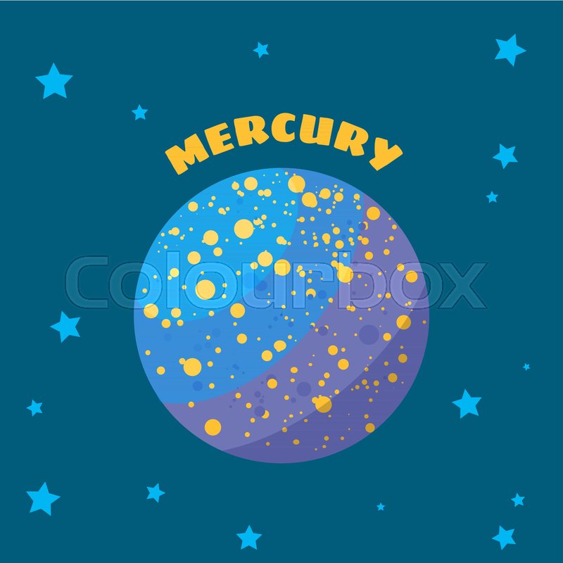 Banner with planet mercury in cartoon ... | Stock vector | Colourbox