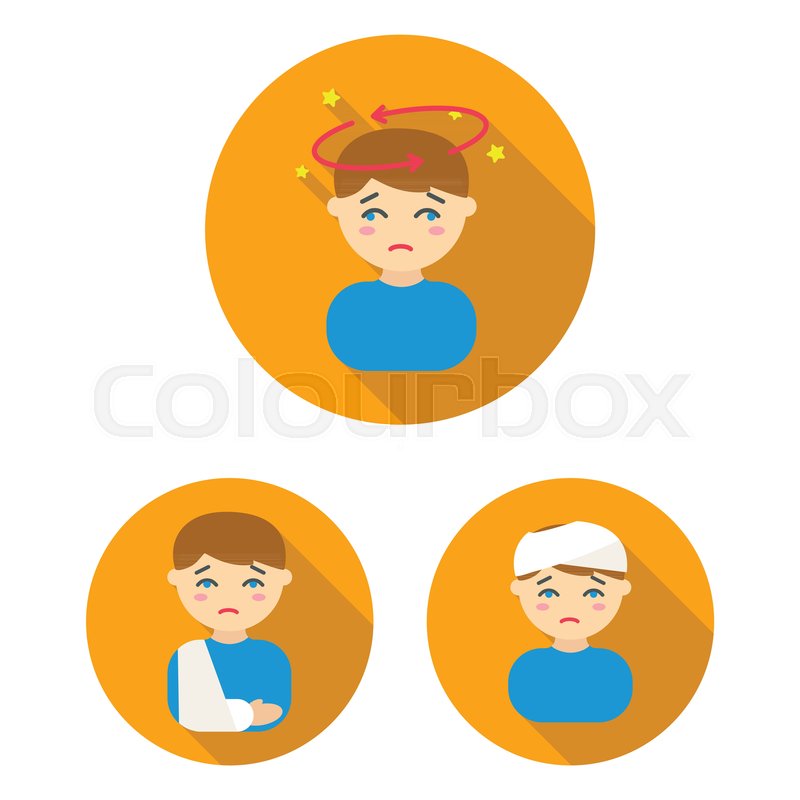 The sick man flat icons in set ... | Stock vector | Colourbox