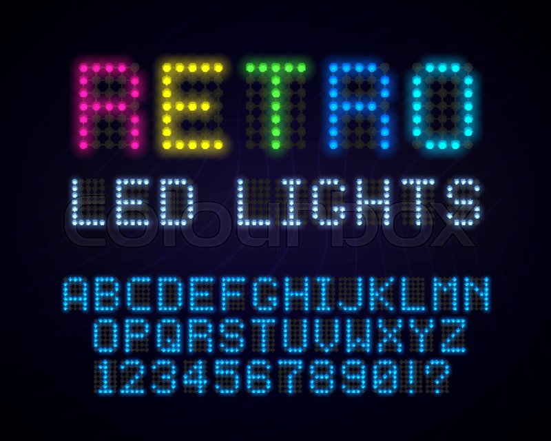 Retro led font. Old style glowing abc. ... | Stock vector | Colourbox