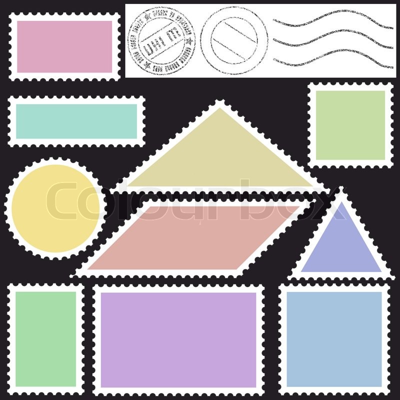 Set of a postage stamps icons on black | Stock vector | Colourbox