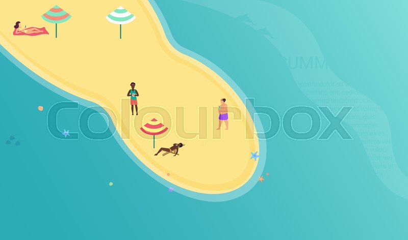 People at peninsula beach performing ... | Stock vector | Colourbox