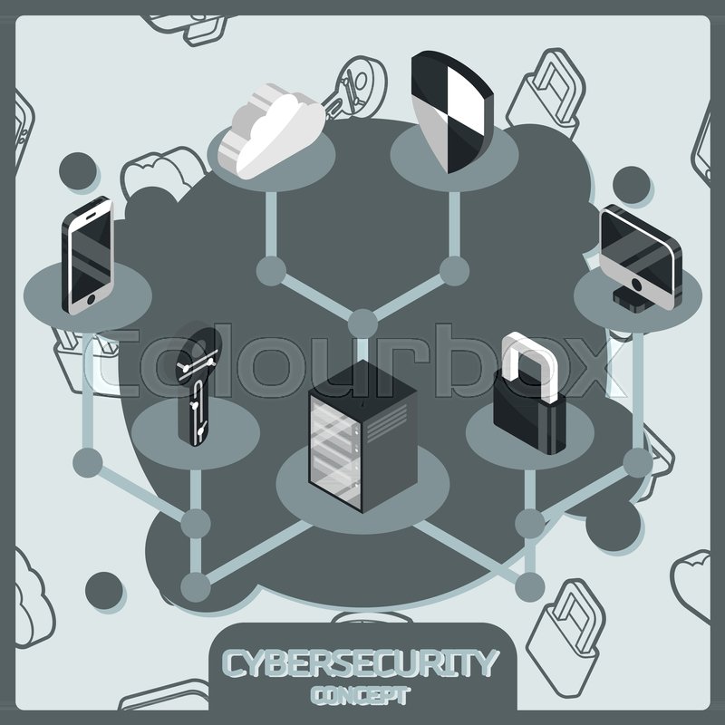 Cybersecurity color concept isometric ... | Stock vector | Colourbox
