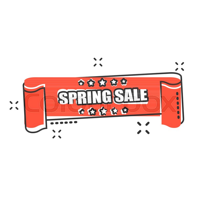 Vector cartoon spring sale ribbon icon ... | Stock vector | Colourbox