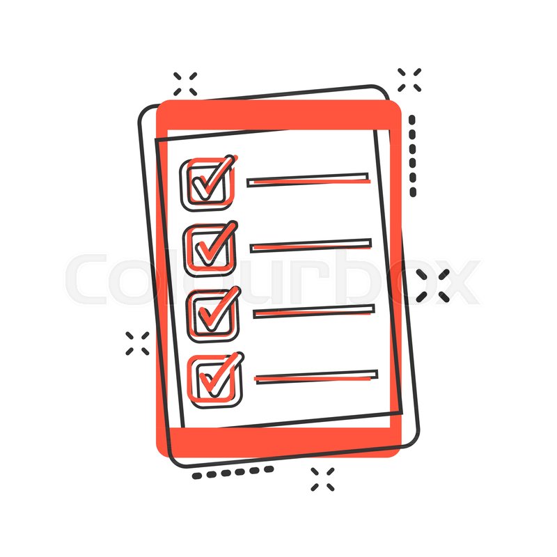 Vector cartoon checklist with tablet ... | Stock vector | Colourbox