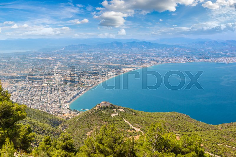 Panoramic view of Loutraki and Aegean ... | Stock image | Colourbox