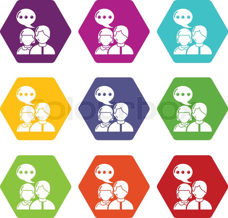 People conversation icons 9 set ... | Stock vector | Colourbox