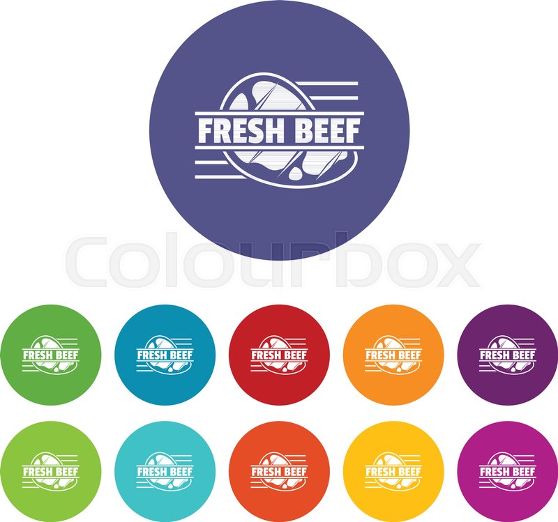Fresh beef icons color set vector for ... | Stock vector | Colourbox