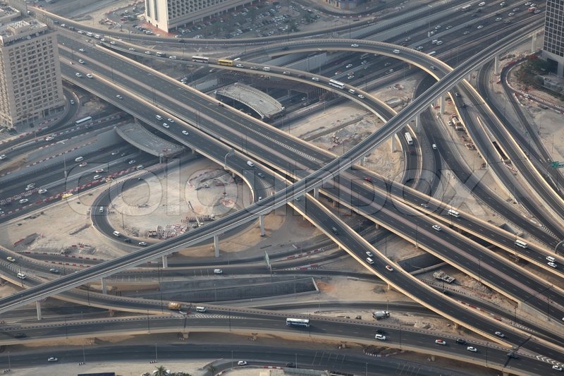 Aerial view of a highway junction in ... | Stock image | Colourbox
