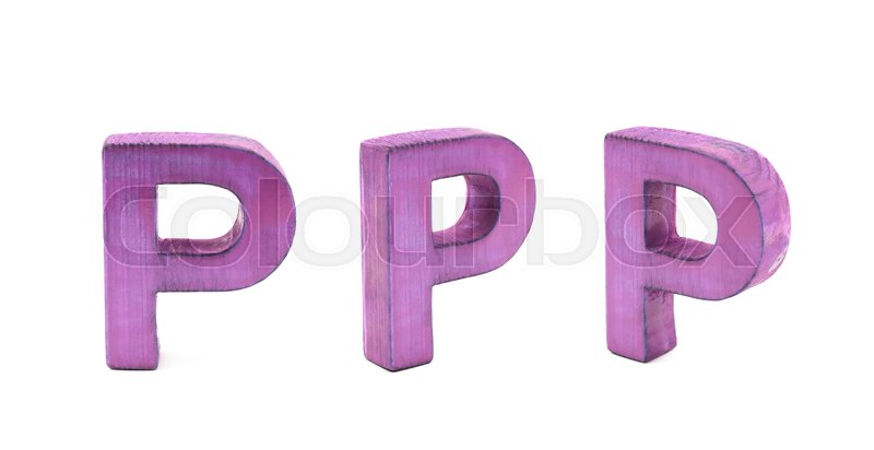 Single sawn wooden P letter symbol in ... | Stock image | Colourbox