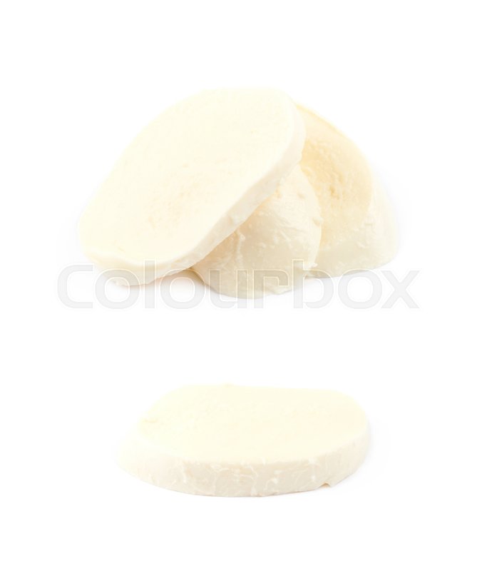 Sliced mozzarella cheese isolated over ... | Stock image | Colourbox