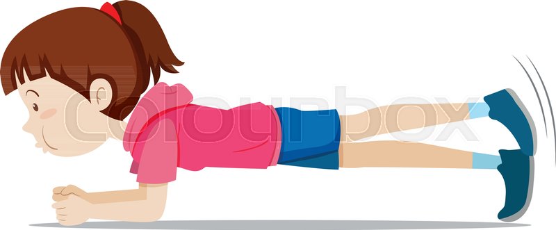 A girl plank exercise illustration | Stock vector | Colourbox