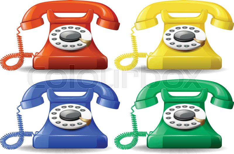 A set of colourful classic telephone ... | Stock vector | Colourbox