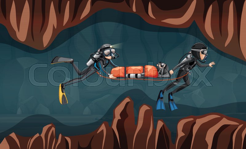 Scene of diver rescue illustration | Stock vector | Colourbox
