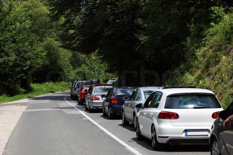 Cars in a traffic jam on a country road | Stock image | Colourbox