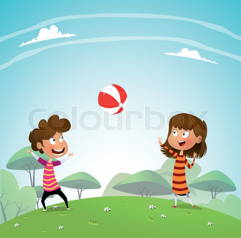 Children Playing With Ball Clipart