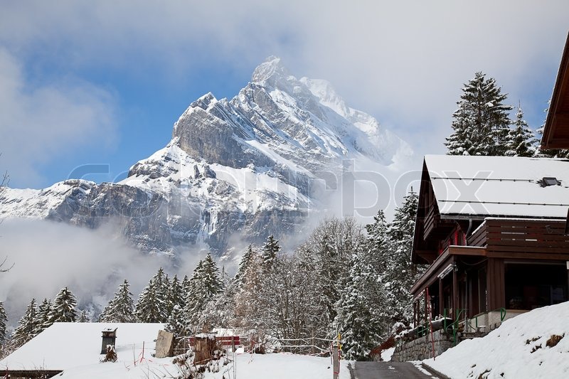 Vinter i de schweiziske alper , Schweiz | Stock foto | Colourbox