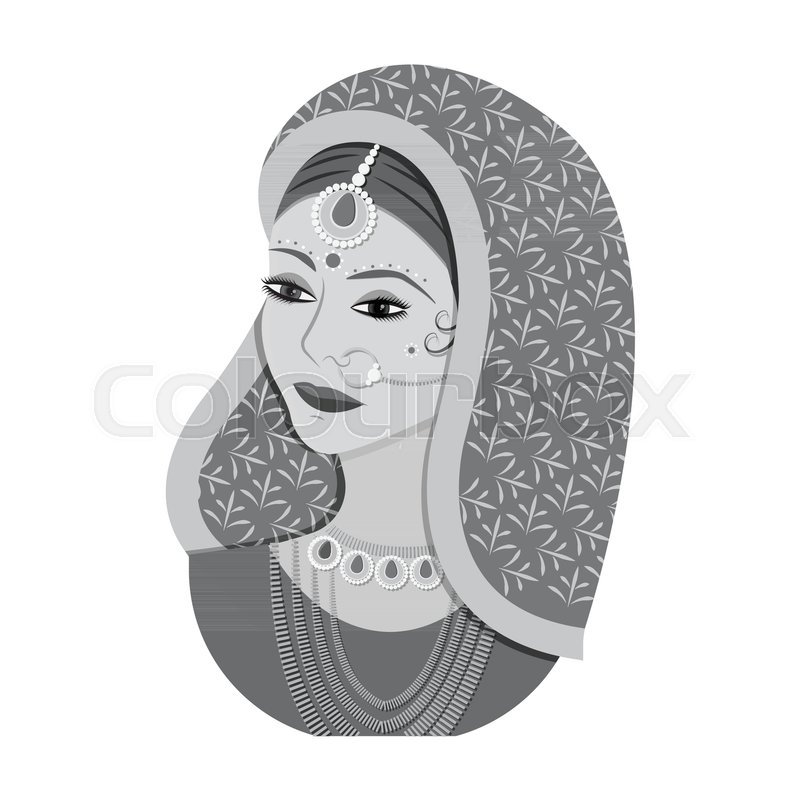 Indian woman icon in monochrome style ... | Stock vector | Colourbox