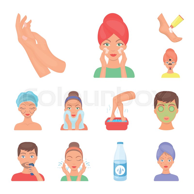 Skin care cartoon icons in set ... | Stock vector | Colourbox