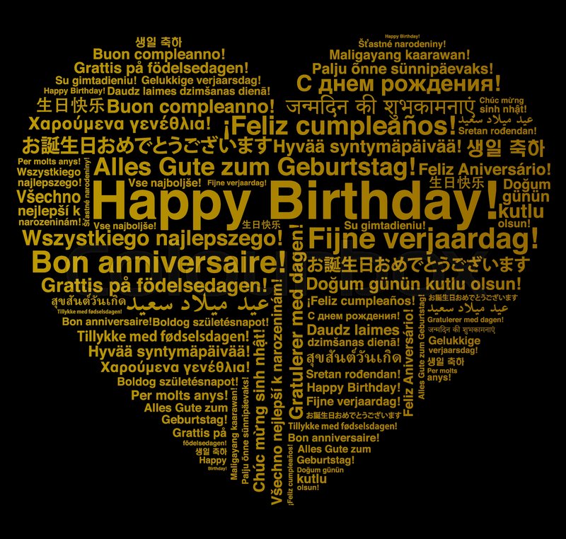 Happy Birthday in different languages ... | Stock vector | Colourbox