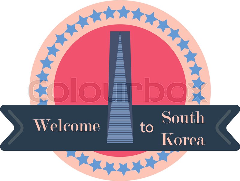 Korean welcome sticker in flat style. ... | Stock vector | Colourbox