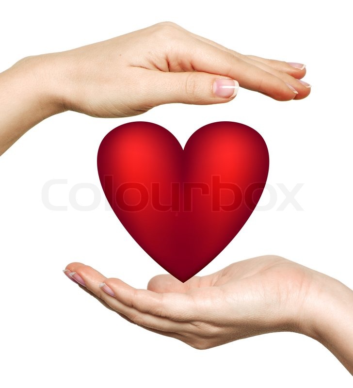 Rødt hjerte symbol på kvindens hænder isoleret på hvidt | stock foto ...