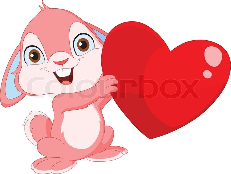 Cute bunny holding a heart | Stock vector | Colourbox