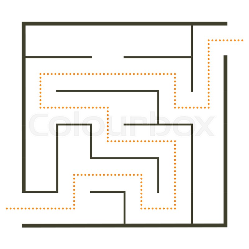 Simple maze with path solution | Stock vector | Colourbox