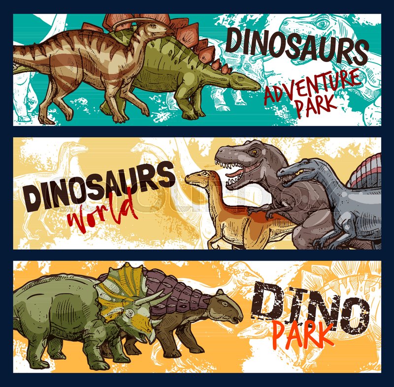 Dinosaur world banners for dino ... | Stock vector | Colourbox