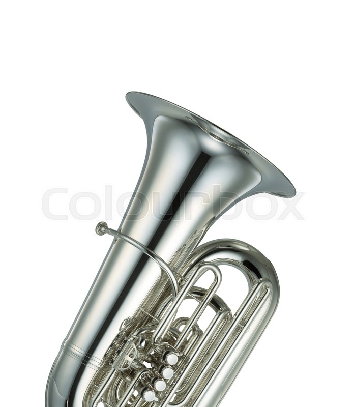 Large silver brass tuba isolated a ... | Stock image | Colourbox