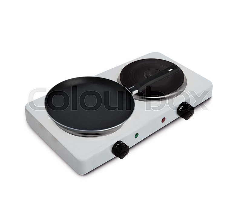 Electric stainless steel stove with pan | Stock image | Colourbox